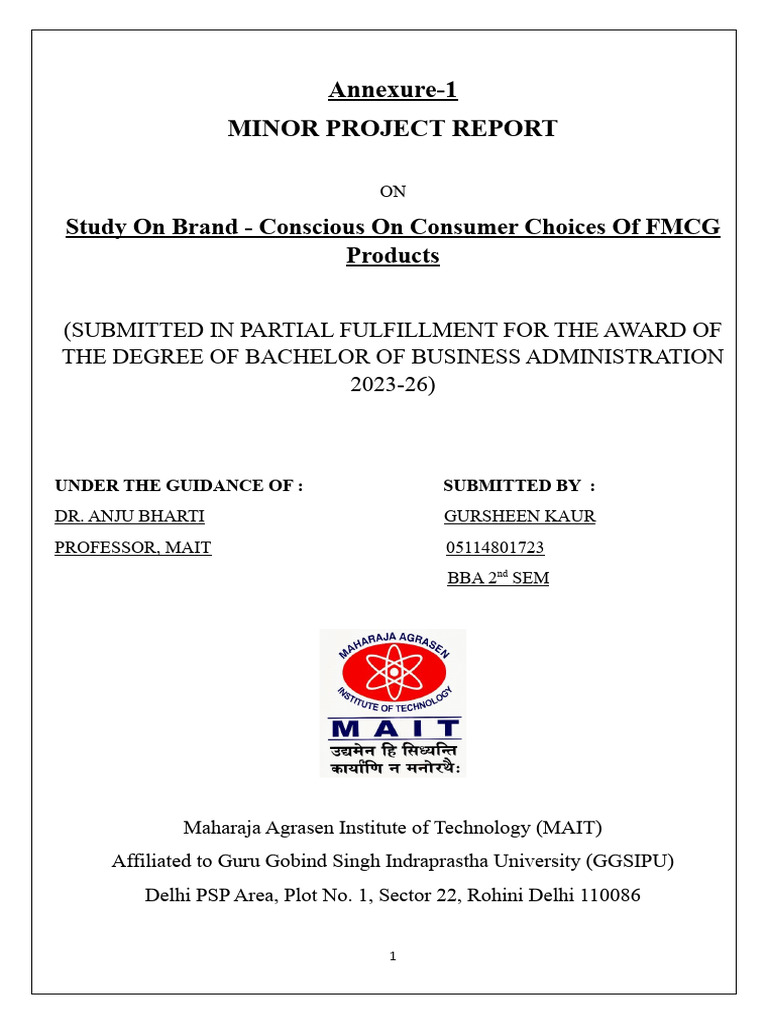 Minor Project (Gursheen Kaur BBA 2) | PDF | Brand | Consumer Behaviour