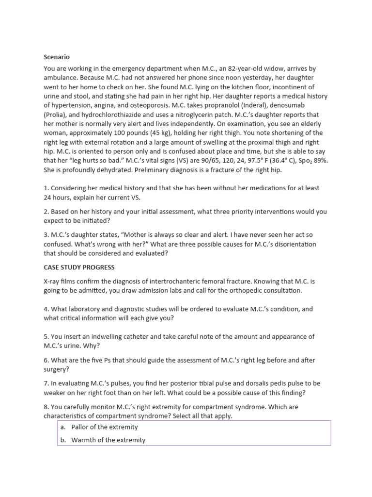 Harding Case 49 Fractured Hip in The Emergency Department | PDF | Physical Therapy | Causes Of Death