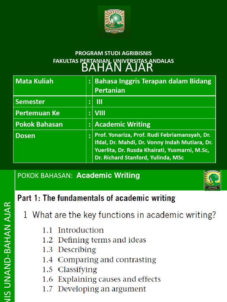 Effective Academic Writing in Agribusiness | PDF