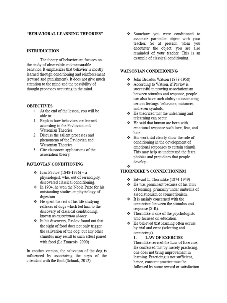 Behavioral Learning Theories-1 | PDF | Classical Conditioning | Learning