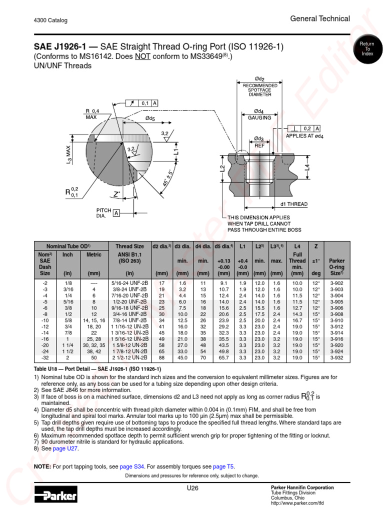 SAE Straight Thread O-Ring Port Details | PDF | Metalworking ...