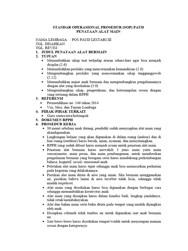 Sop Pembelajaran | PDF | Karier & Perkembangan