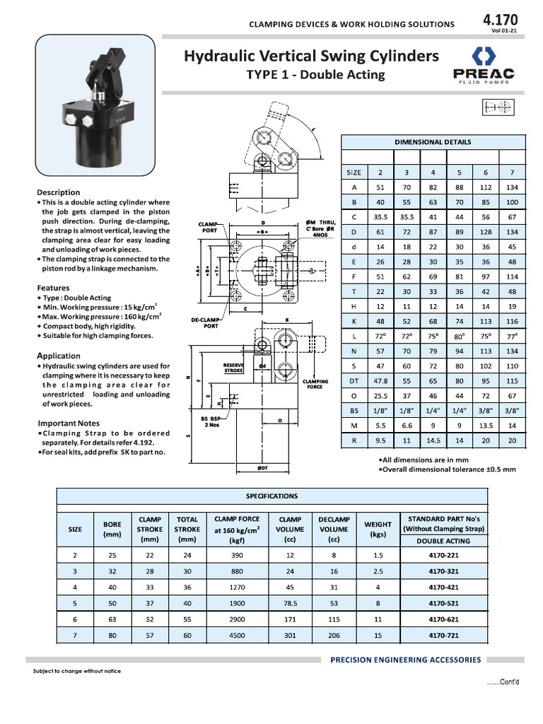 4.170 Hydraulic Vertical Swing Cylinder Type 1 | PDF