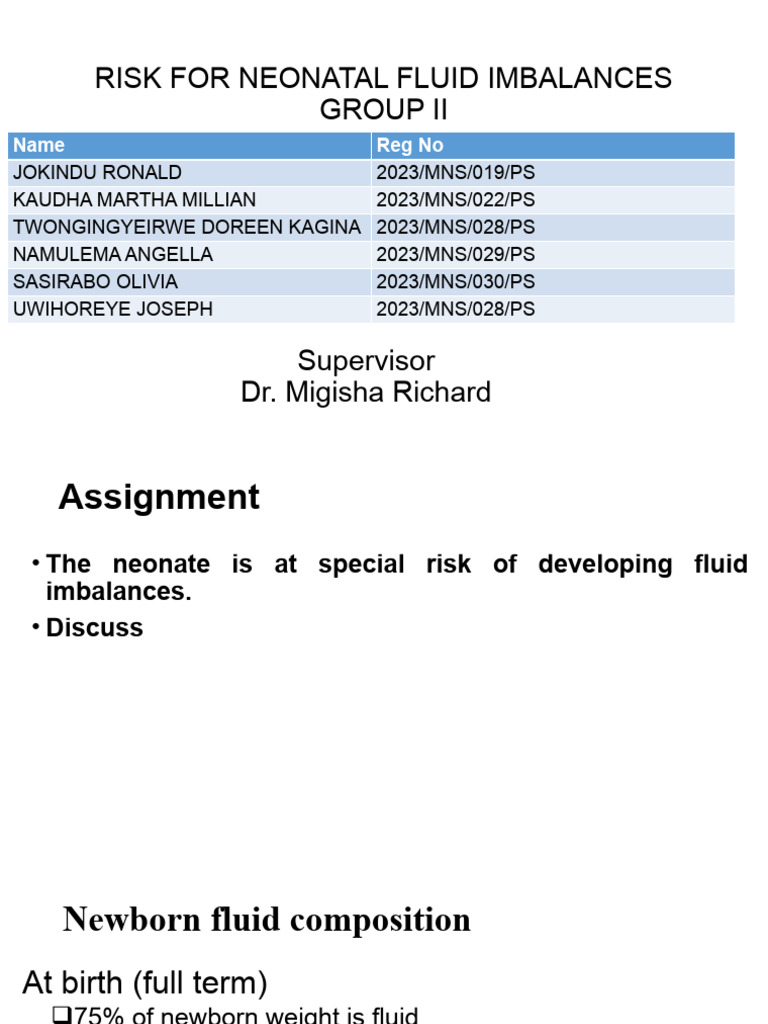 Risk For Neonatal Fluid Losses | PDF | Kidney | Medical Specialties
