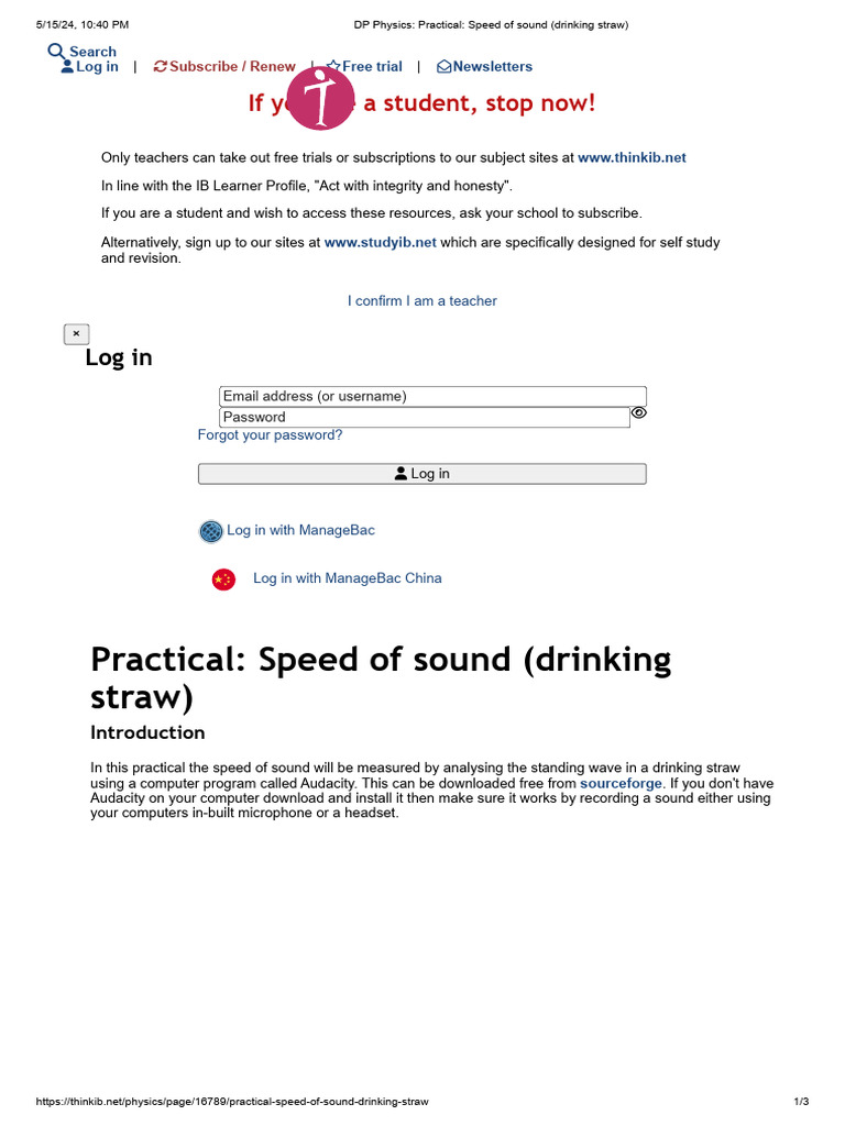 DP Physics - Practical - Speed of Sound (Drinking Straw) | PDF | Sound ...