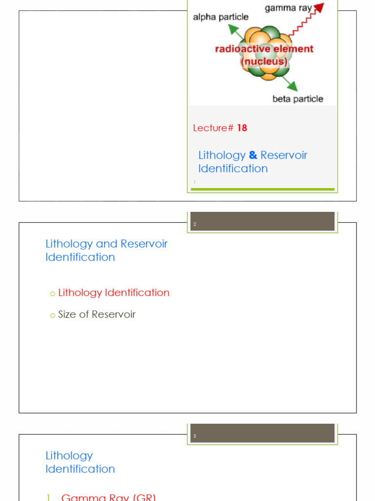 18 - Lithology and Reservoir Identification | PDF | Gamma Ray | Physical Sciences
