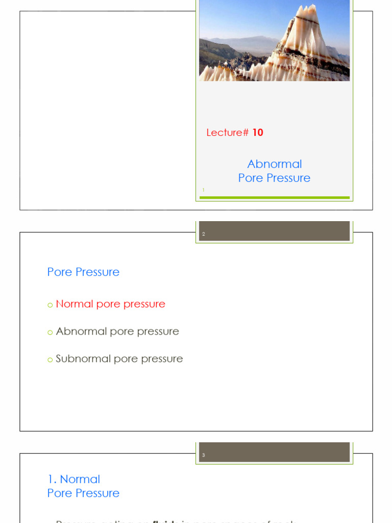10_Abnormal Pore Pressure | PDF | Pressure | Porosity