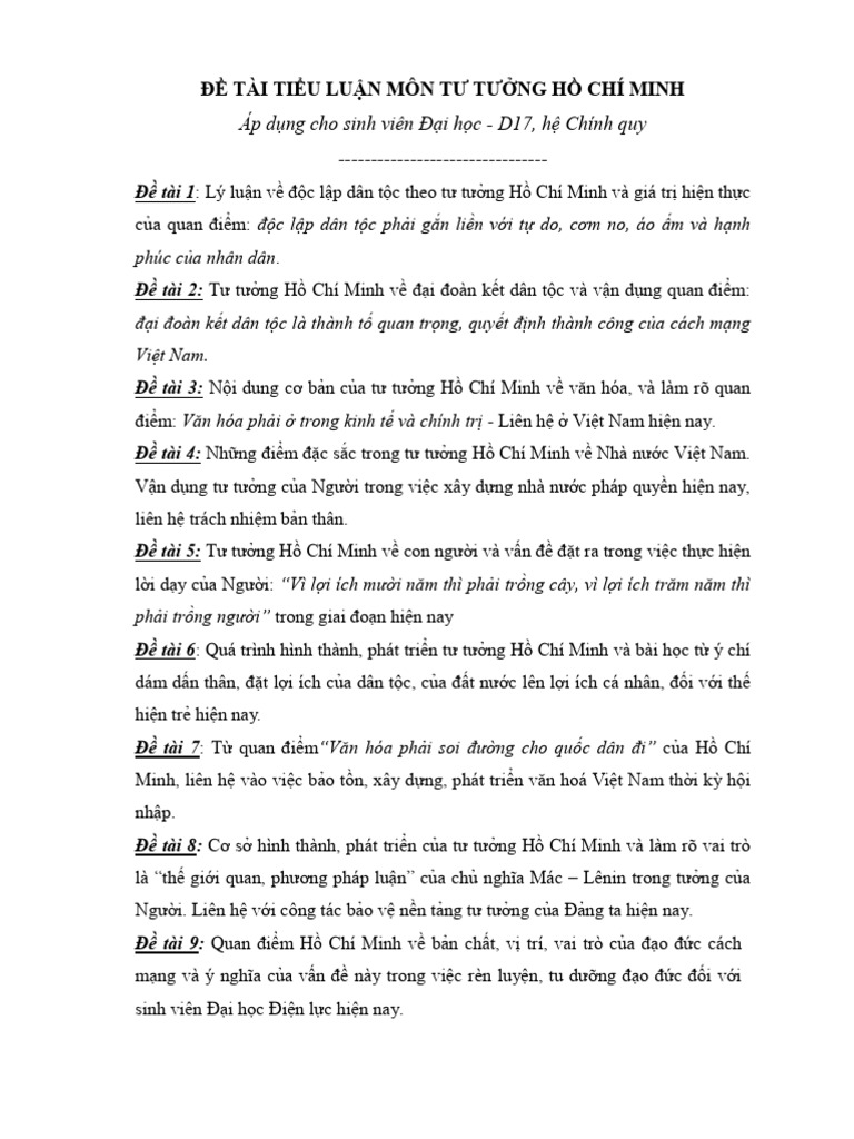 De Tai TL Mon TTHCM D17 CQ | PDF