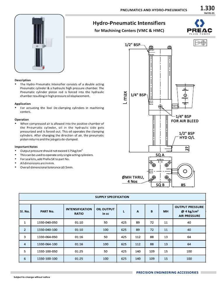 1.330 Hydro Pneumatic Intensifier 1330 Series | PDF