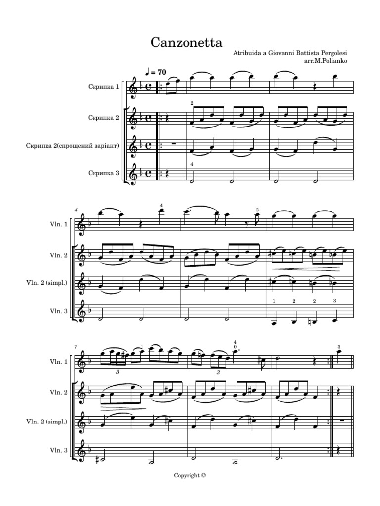 Pergolesi - Canzonetta Score | PDF