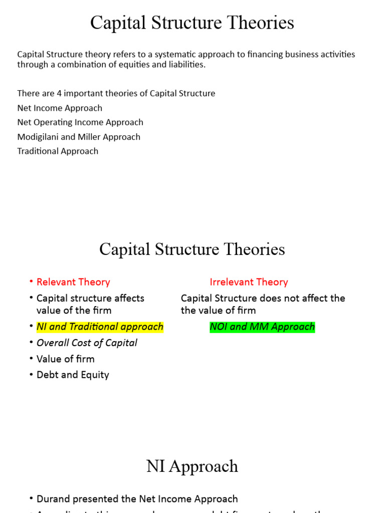 Capital Structure Theories Explained | PDF | Capital Structure | Cost ...