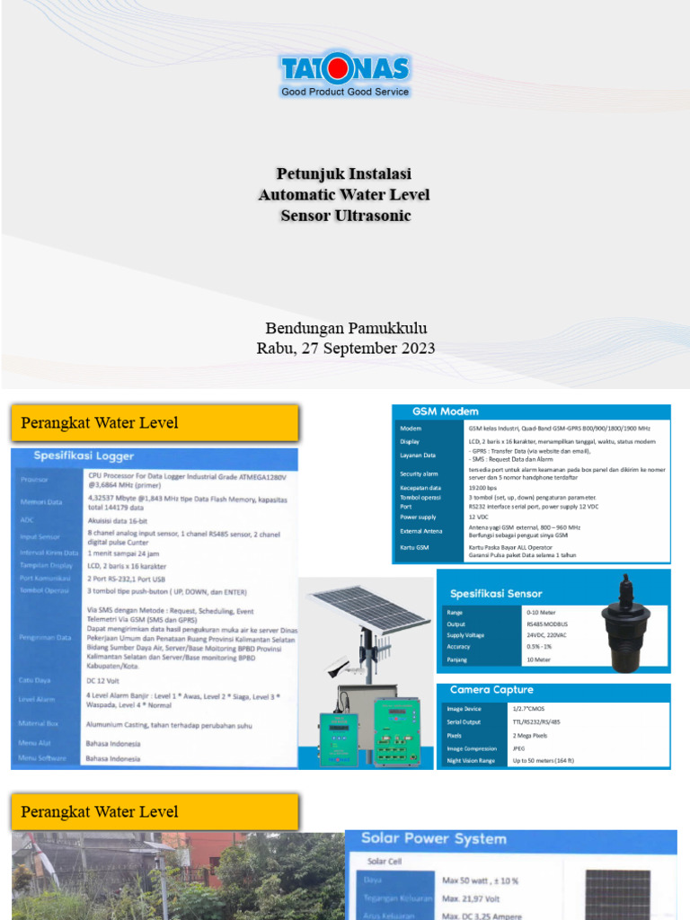 Petunjuk Pemasangan AWLR Ultrasonik Pamukkulu | PDF | Griya & Taman