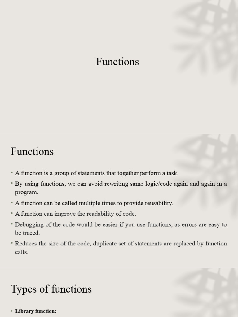 5 Functions Pdf Parameter Computer Programming Programming Paradigms