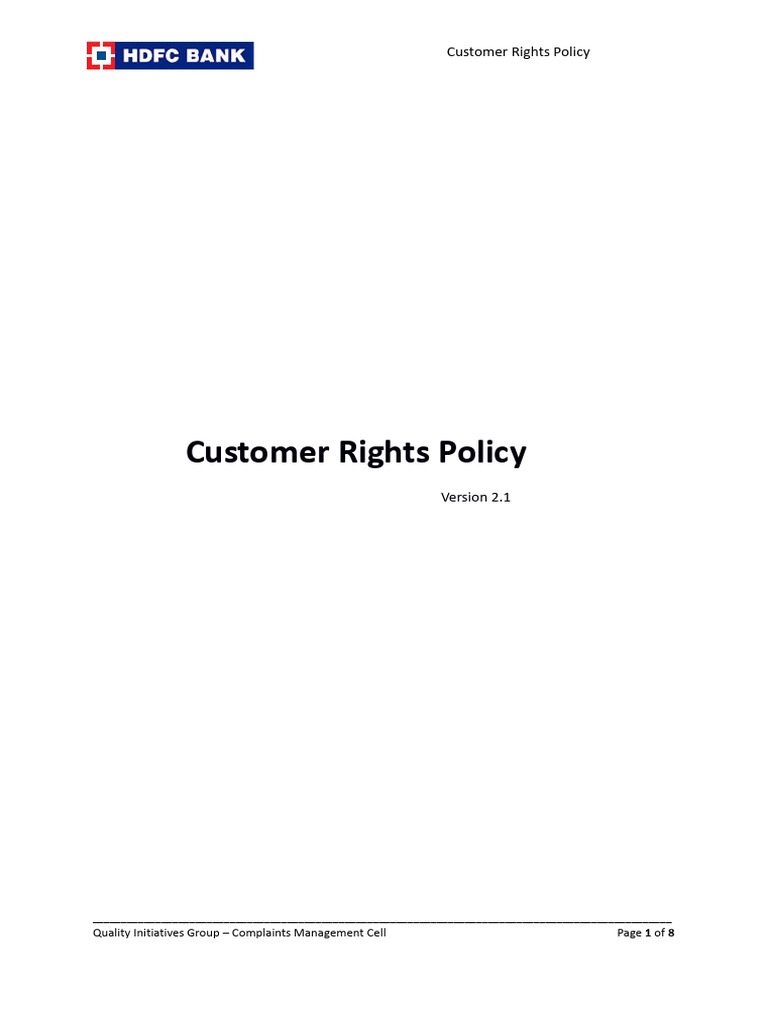 RBI Customer Rights Policy Overview | PDF | Banks | Reserve Bank Of India