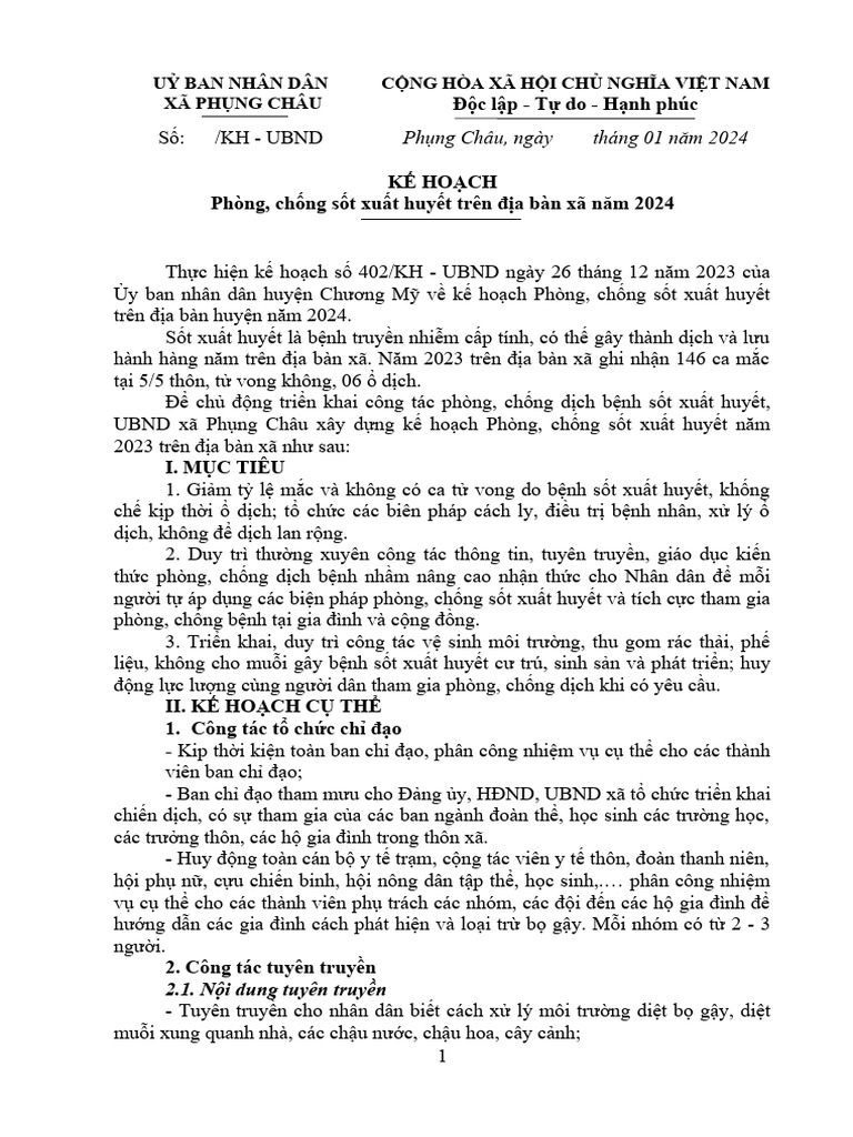 17.KH PHÒNG CHỐNG SXH NĂM 2023 -UB | PDF