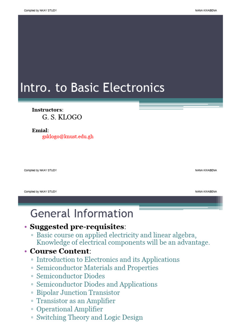 Intro to Basic Electronics Course Guide | PDF | Inductor | Capacitor