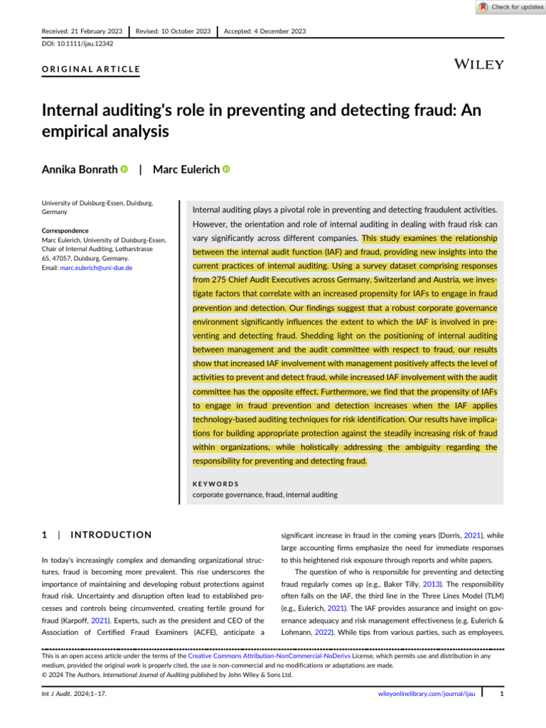 Bonrath A Q2_2024_Internal_auditing_s_role_in_preventing_and_detecting_fraud_an_empirical ...