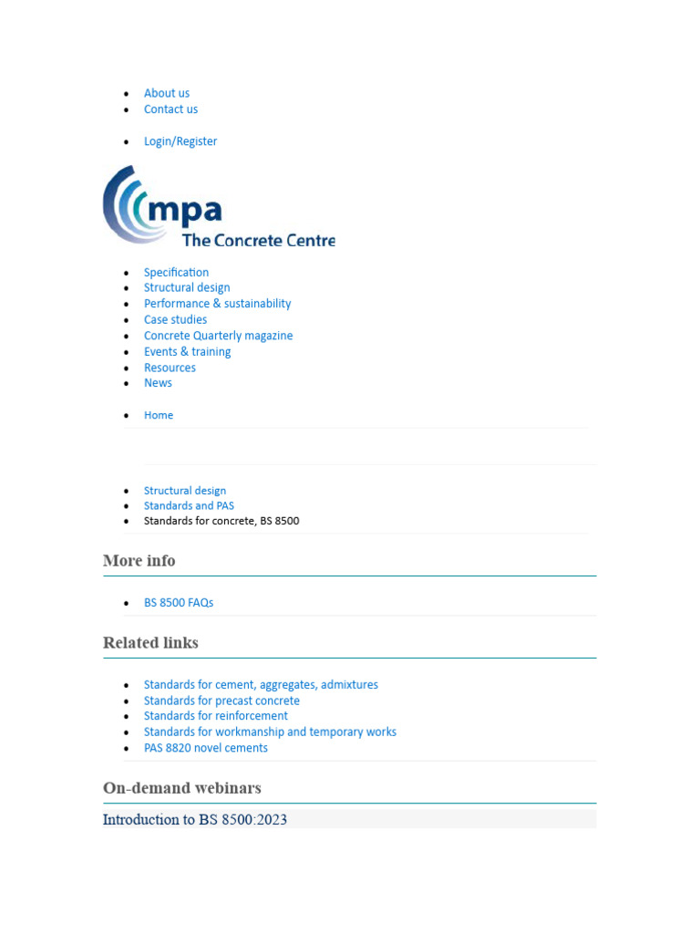 BS 8500:2023 Concrete Standards Guide | PDF | Concrete | Cement