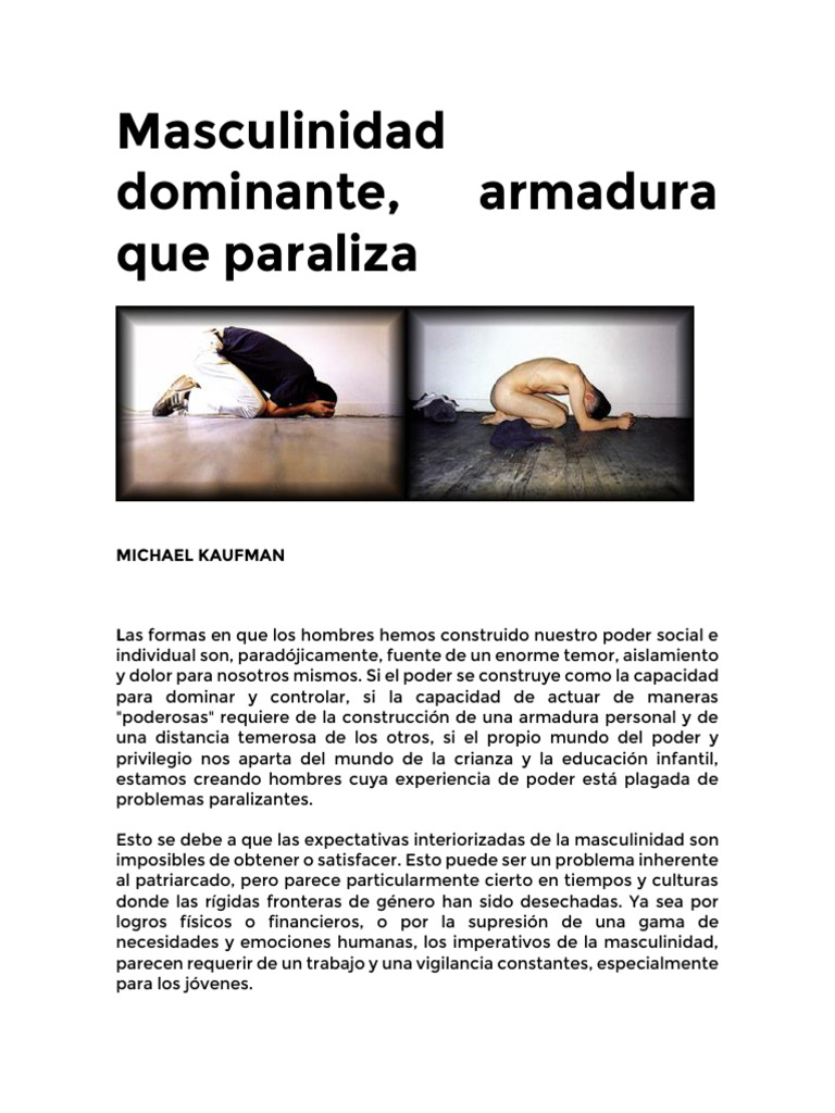 Masculinidad Armadura Que Paraliza | PDF | Masculinidad | Las emociones