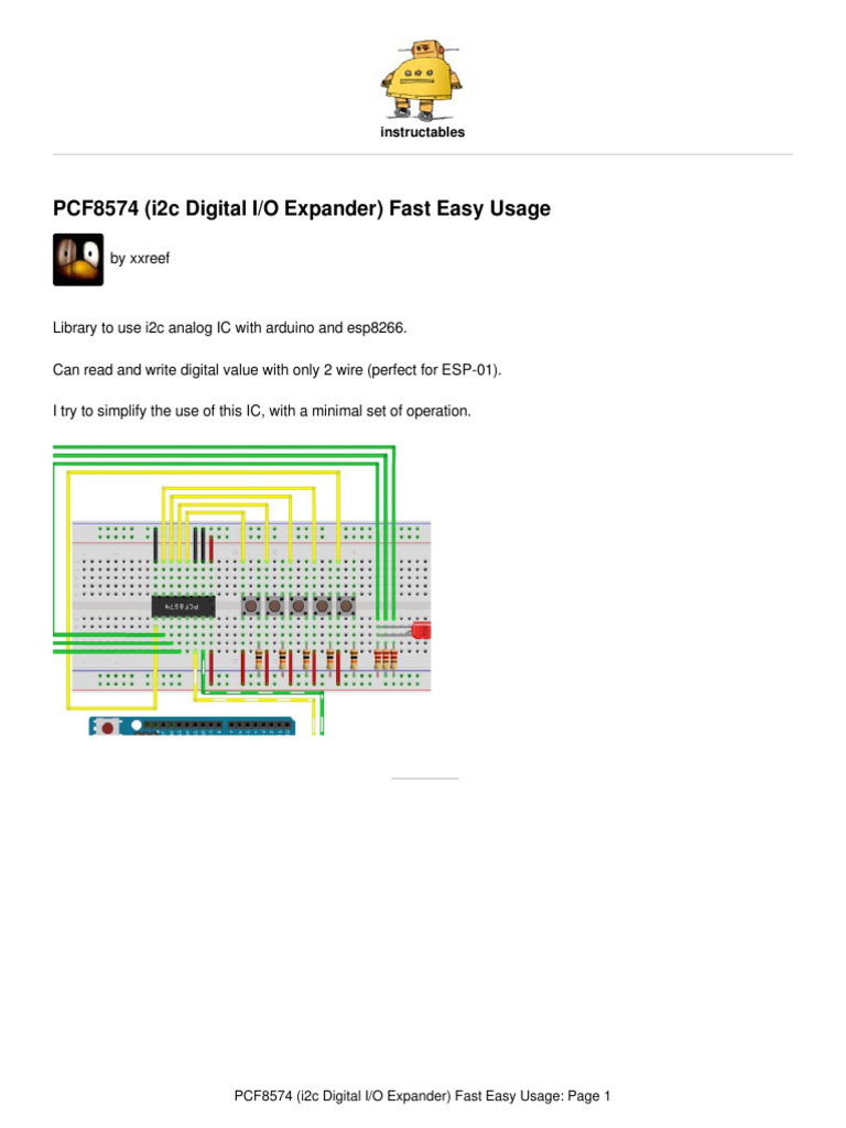 Pcf8574 I2c Digital Io Expander Fast Easy Usage Pdf Digital Technology Computer Hardware 