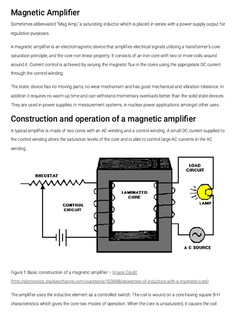 Magnetic Amplifier | Download Free PDF | Amplifier | Inductor