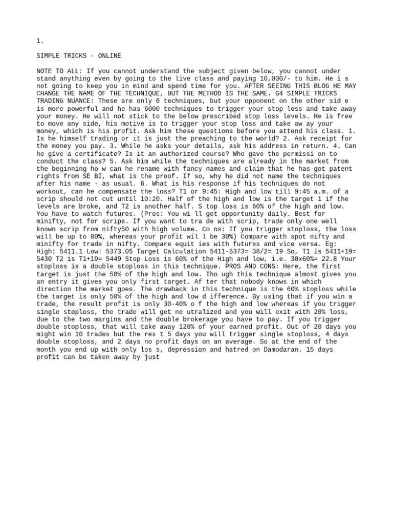 G4 Trading Technique | PDF | Financial Markets | Private Sector