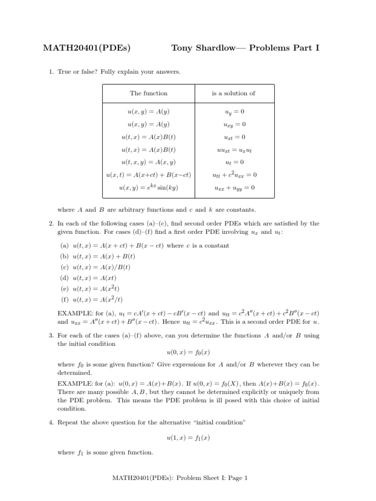 PDEs - Problems | PDF | Partial Differential Equation | Multivariable Calculus