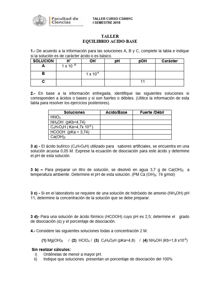 Ejercicios Ã¡cido Base - Redox 2 | PDF | Redox | Ácido