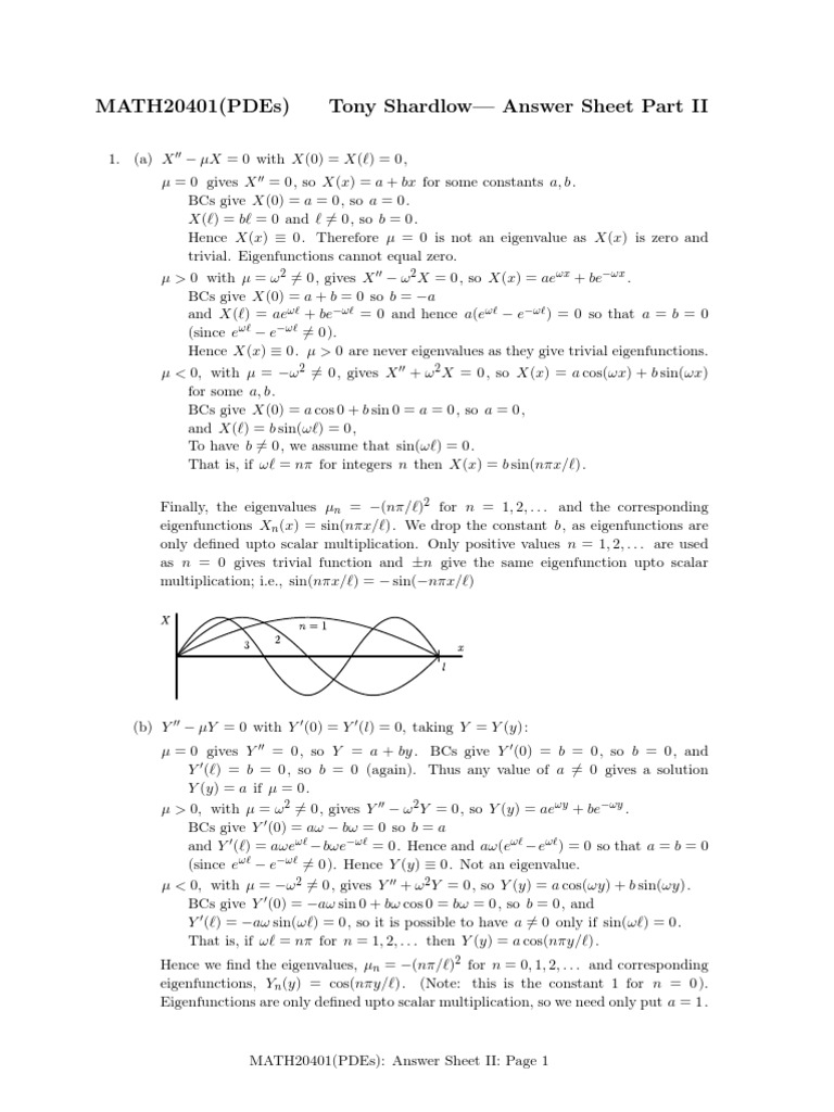 PDEs - Solutions | PDF | Trigonometric Functions | Sine