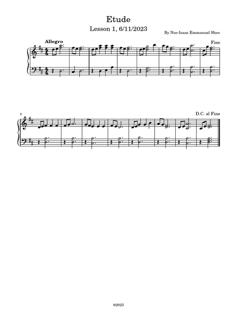 Music Lesson 1: Etude Analysis | PDF