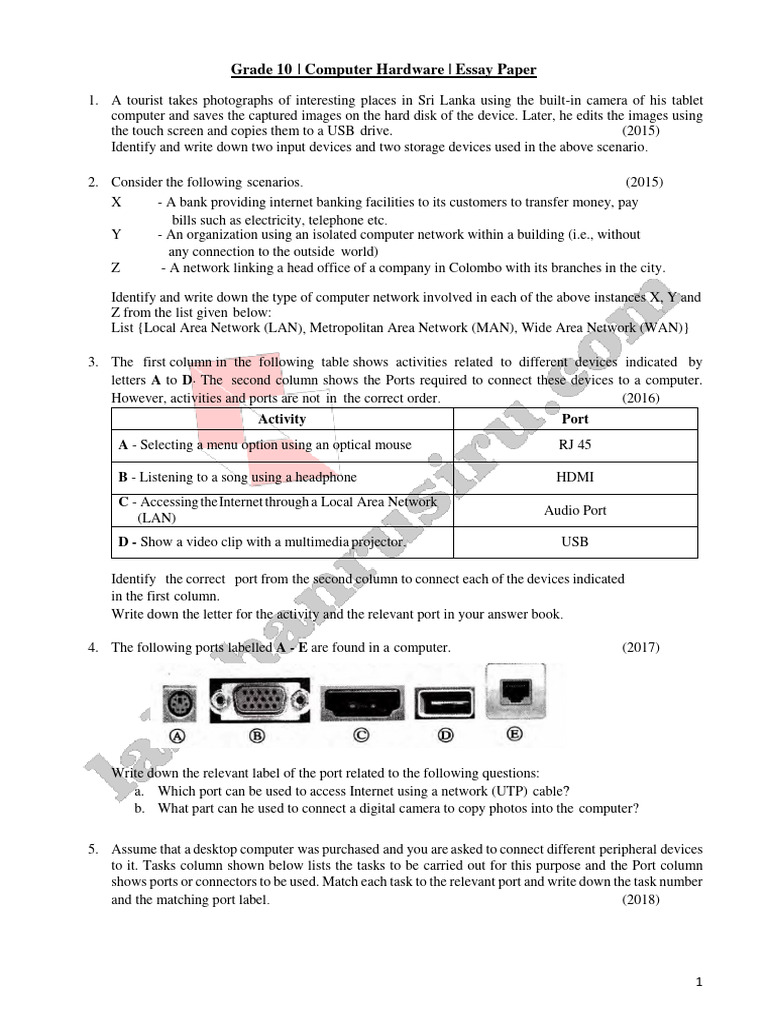 Grade 10 Lesson 02 English Essay | PDF | Computer Network | Usb