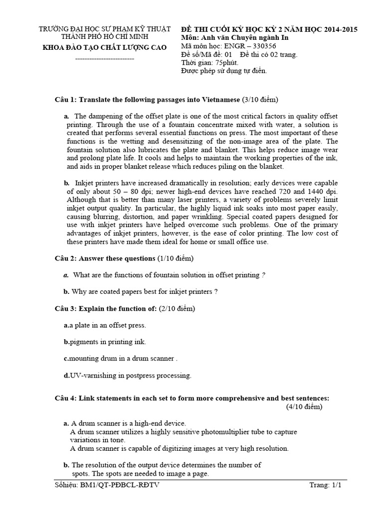 De Thi AVCN 2014 - 2015 CLC | PDF