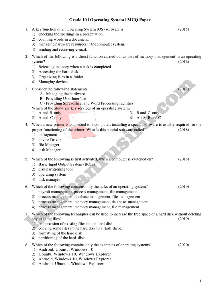 Grade 10 Lesson 05 English MCQ | PDF | Operating System | Graphical ...