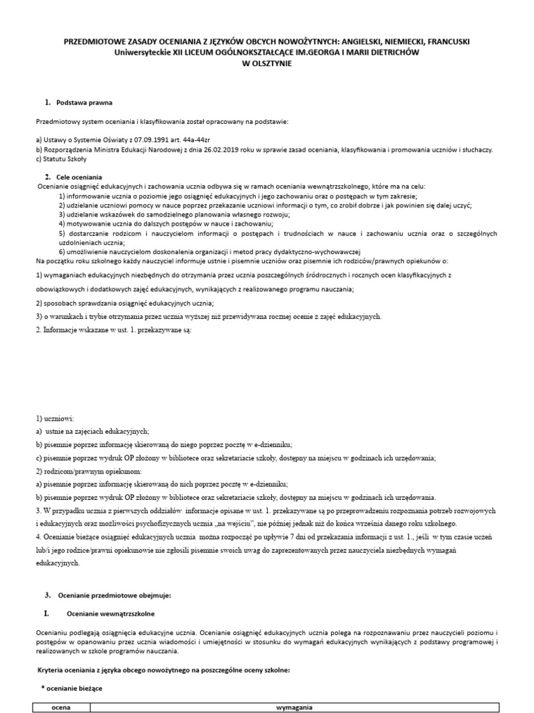 Pzo Języki Obce - Wrzesień 2023 | PDF