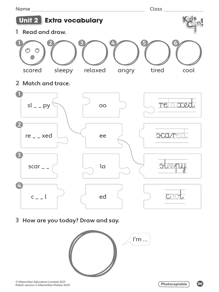 86_Kids Can_1_TRF_Extra_vocabulary_U2 | PDF