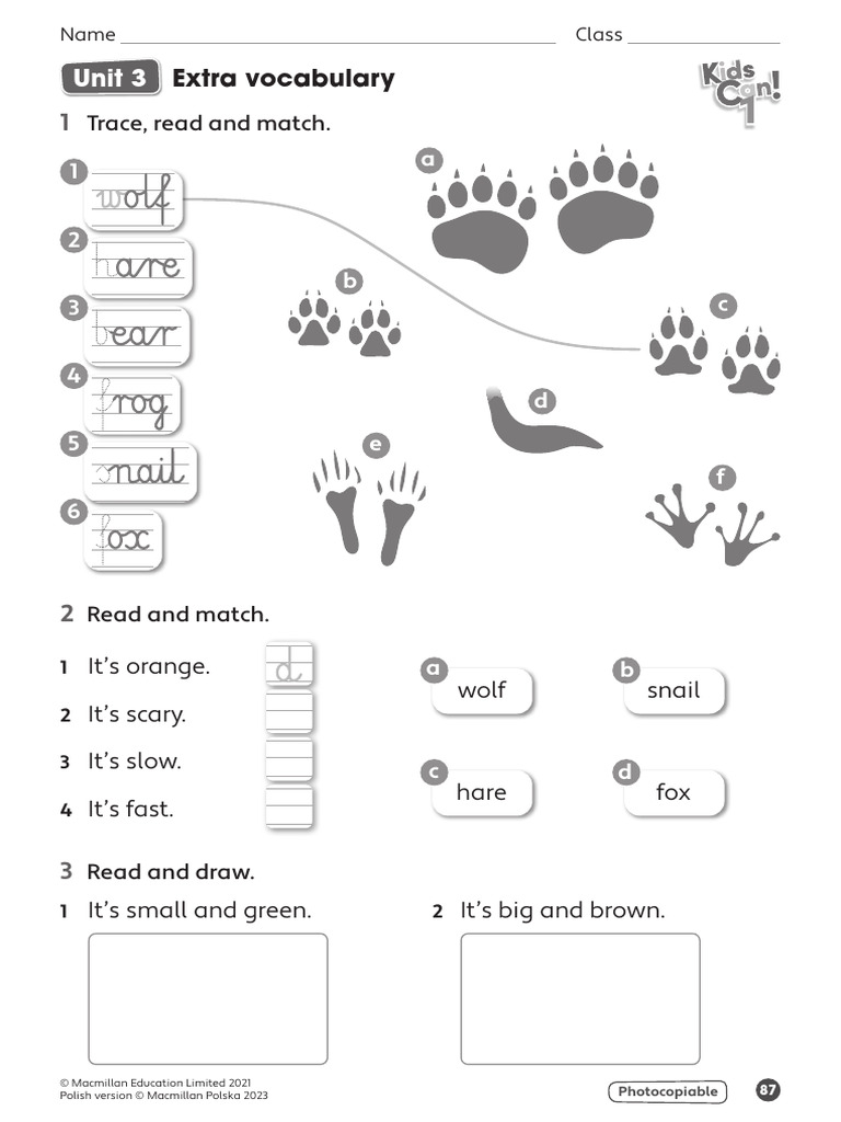 87 - Kids Can - 1 - TRF - Extra - Vocabulary - U3 | PDF