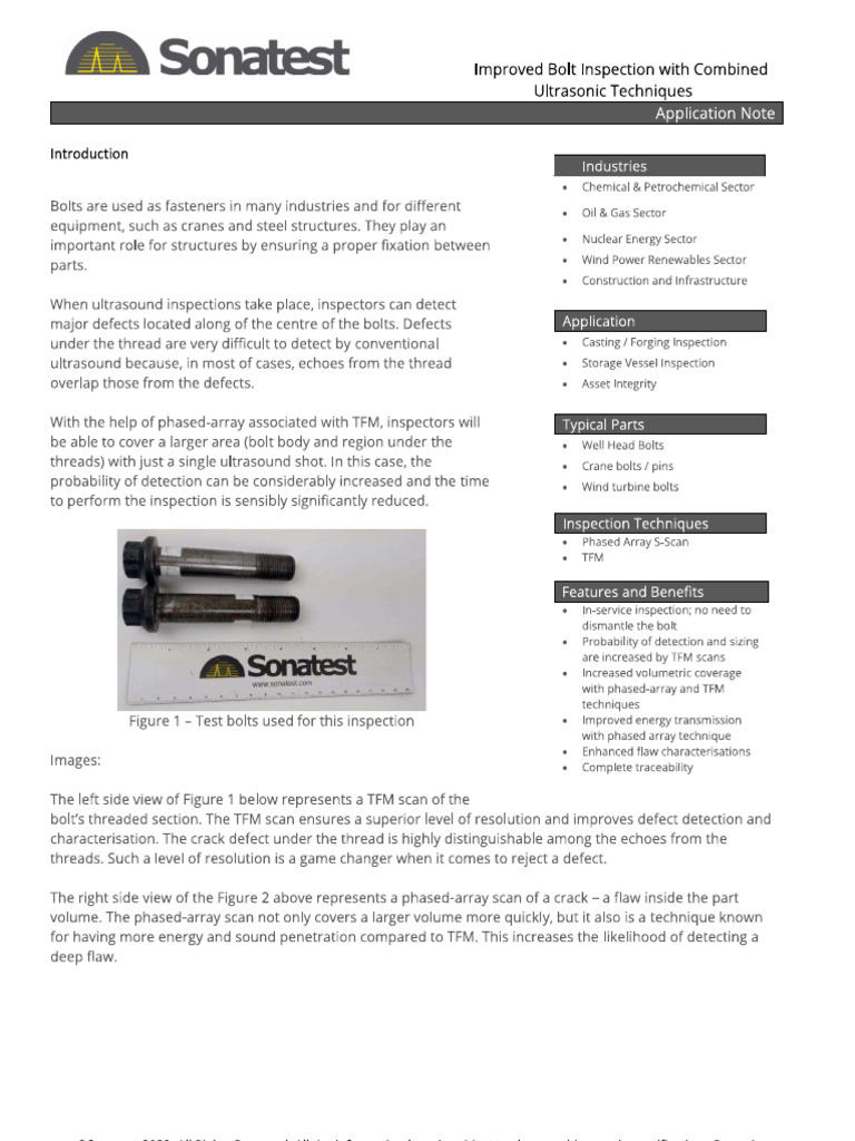 Improved Bolt Inspection With Combined Ultrasonic Techniques | PDF