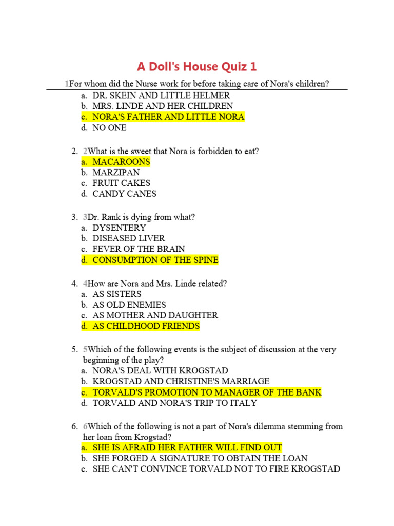 The Doll's House | PDF | A Doll's House | Plays Adapted Into Films