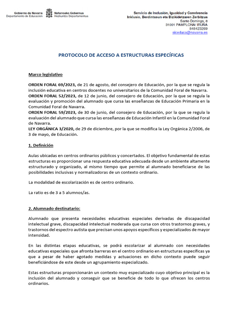 Protocolo Estructuras 2024 2025 Pdf Inclusión Educación Plan De