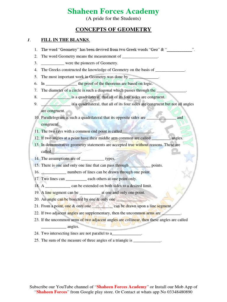Unit 07 Fundamental Concepts of Geometry | PDF | Theorem | Line (Geometry)