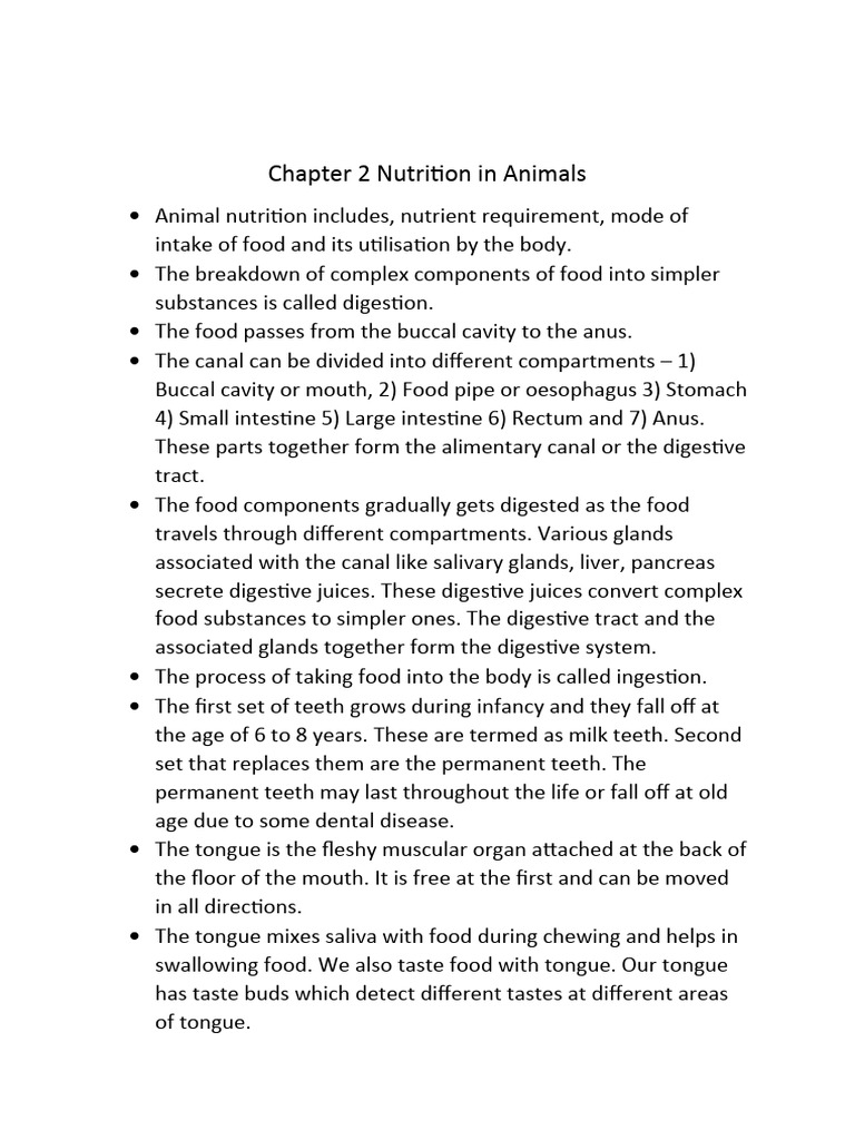 Chapter 2 Nutrition in Animals | PDF | Digestion | Human Digestive System