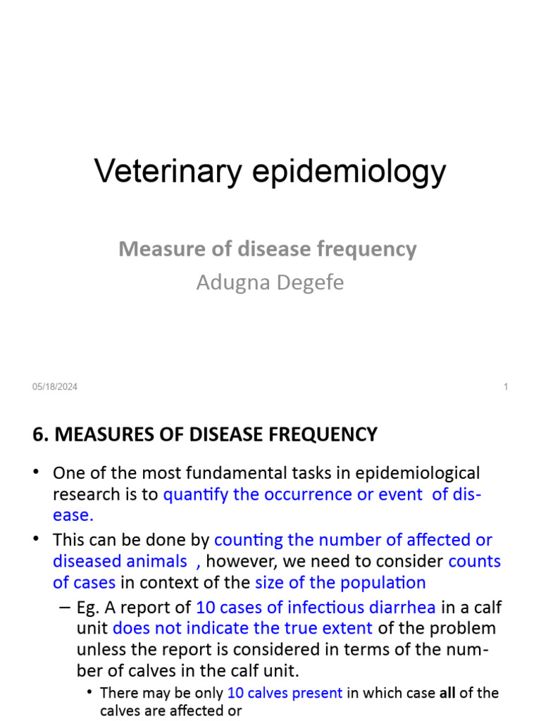 Measures of Disease Frequency in Veterinary Epidemiology | PDF | Level ...