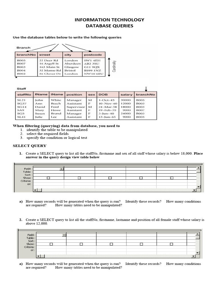 Database Queries - Grade 10 | PDF | Databases | Salary