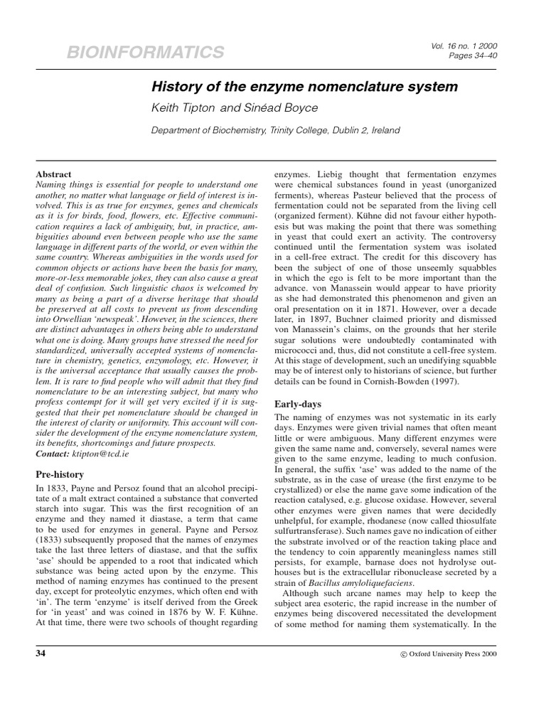 History of Enzyme Nomenclature | PDF | Enzyme | Hydrolysis