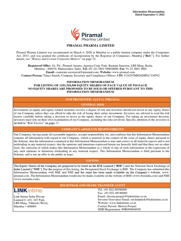 Information Memorandum PPL | Download Free PDF | Taxes | Stocks