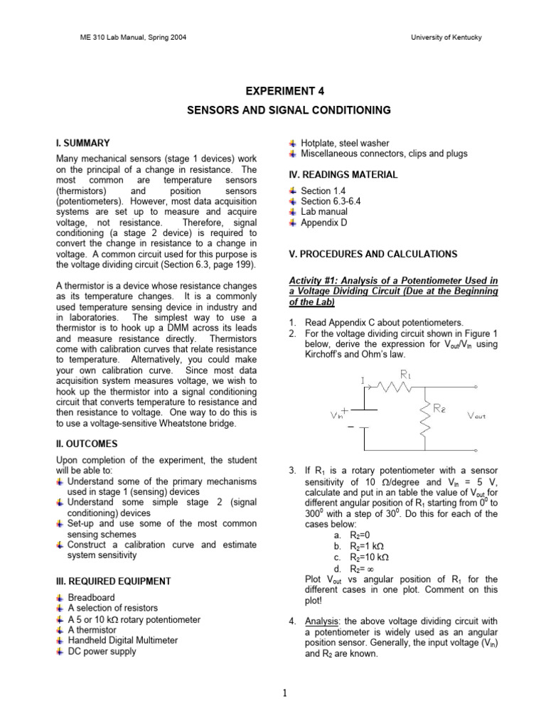 SENSORS Lab | PDF | Resistor | Electrical Resistance And Conductance