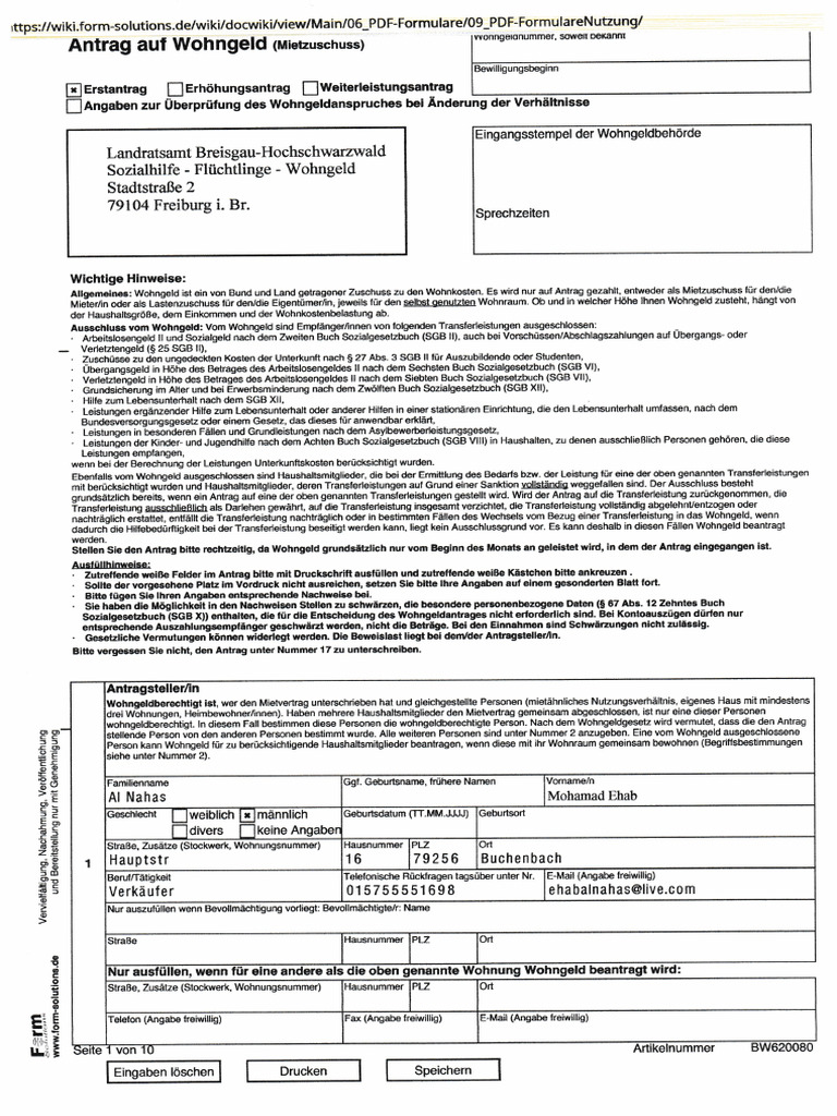 Antrag Wohngeld | PDF