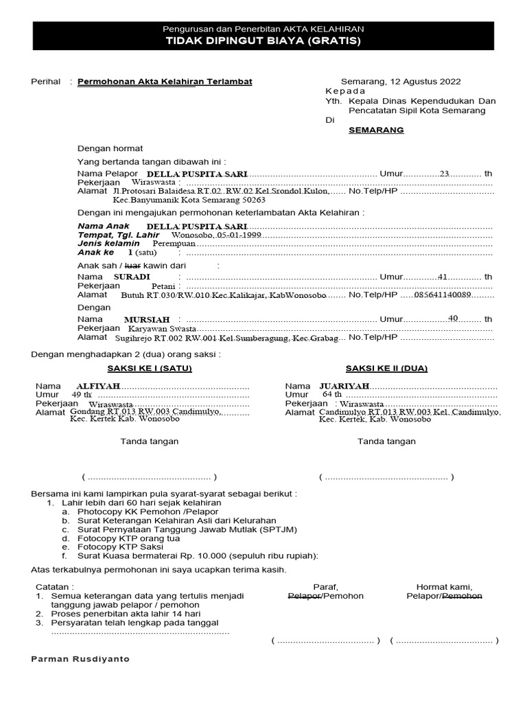 Permohonan Akta Kelahiran Baru | PDF