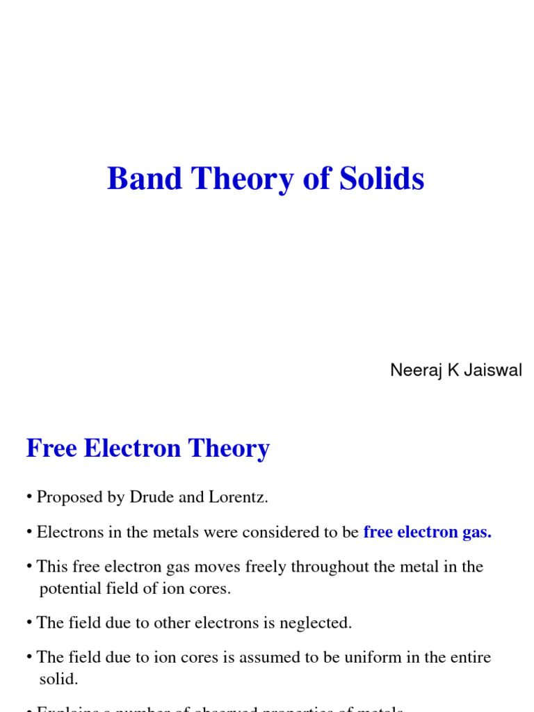 Band Theory of Solids - NKJ | PDF | Electrical Resistivity And ...