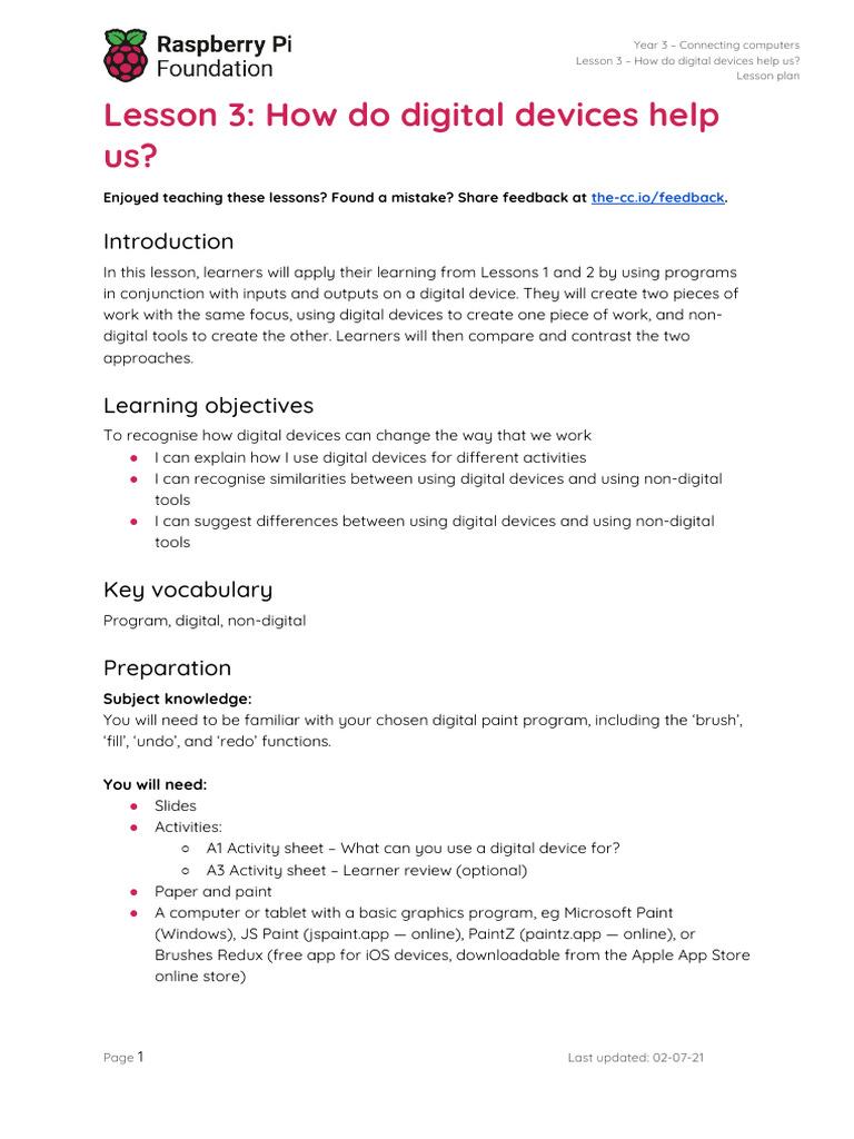 L3 Lesson Plan - Connecting Computers - Y3 | PDF | Learning | Mobile App